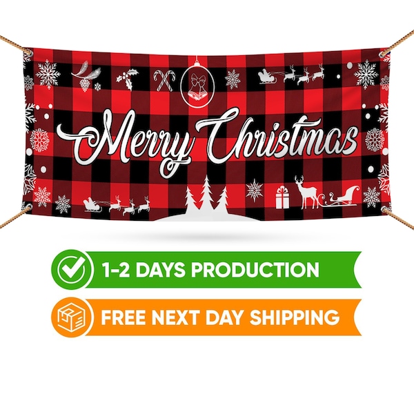 Merry Christmas Banner - Etsy