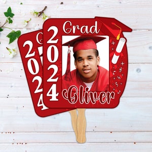 Custom Face Fans With Wooden Handle, Graduation Head, Grad Face Fans ...