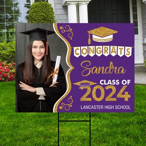 Personalized Graduation Yard Sign 2024 With Photo, 2024 Senior Grad ...
