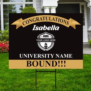 Personalized College Bound Yard Sign, College Logo Sign, Custom ...