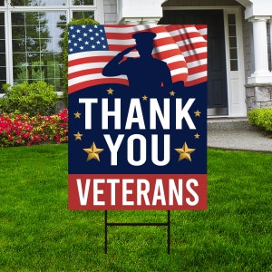 Veterans Day Yard Sign Decoration - Coroplast Happy Veterans Day Sign ...