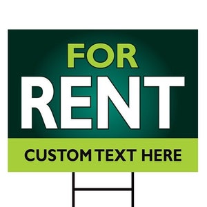 For Rent Yard Sign Personalized 24" X 18" - Visible Text Long Lasting ...