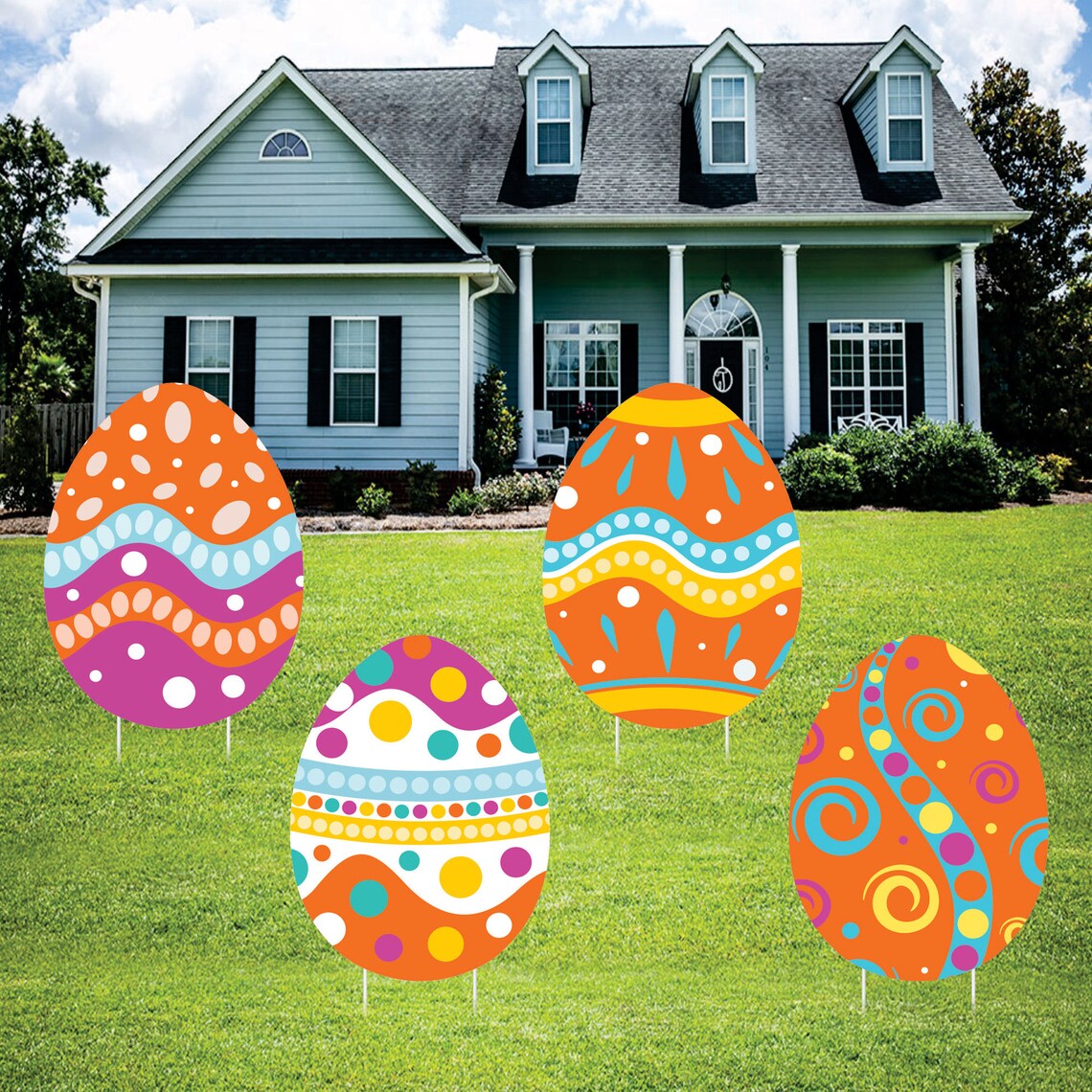 Easter Egg Yard Sign Decorations - Coroplast Easter Home Decor, Easter ...