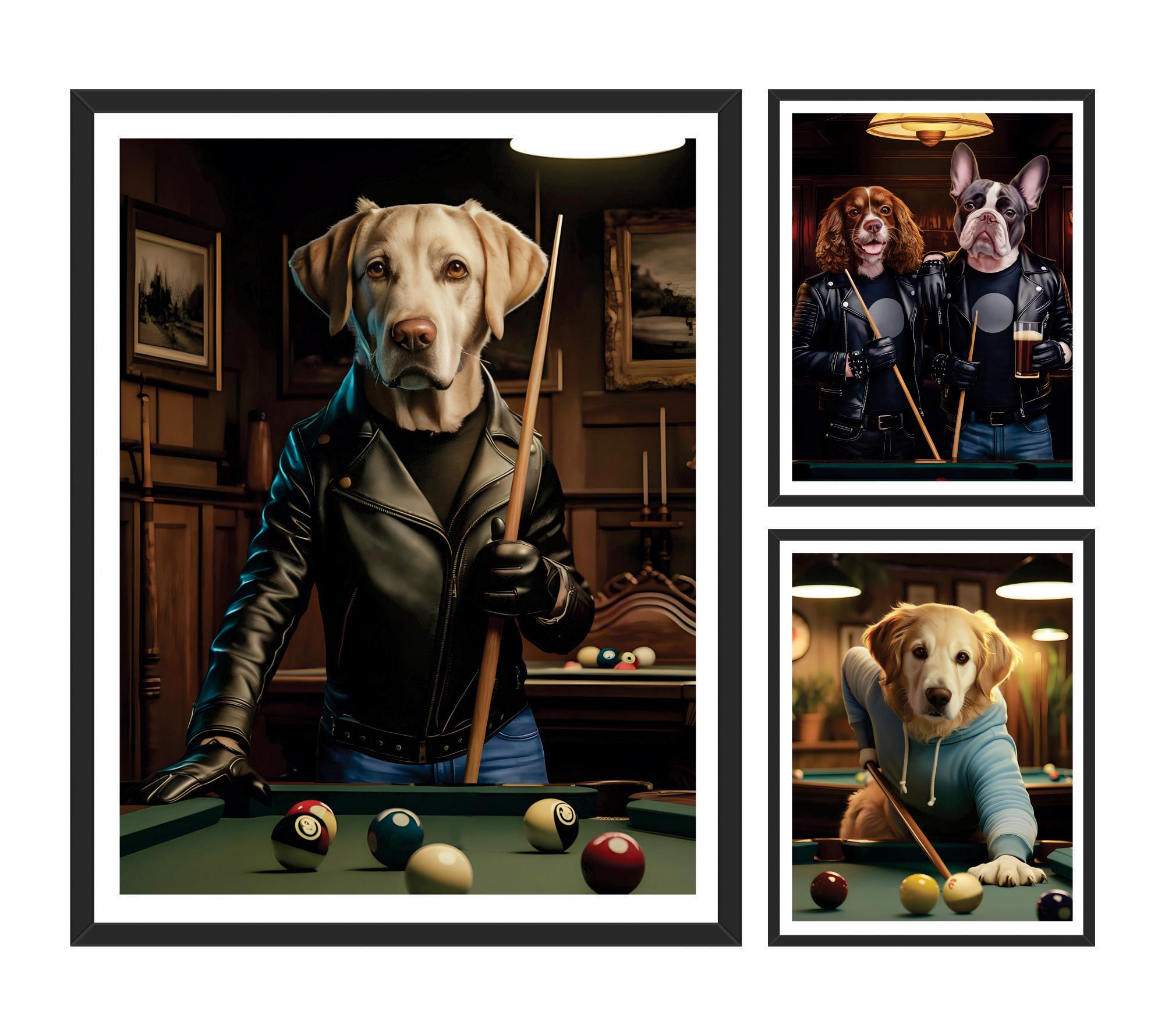 Custom Billiard Player Pet Portrait, Personalized Dog or Cat Painting ...