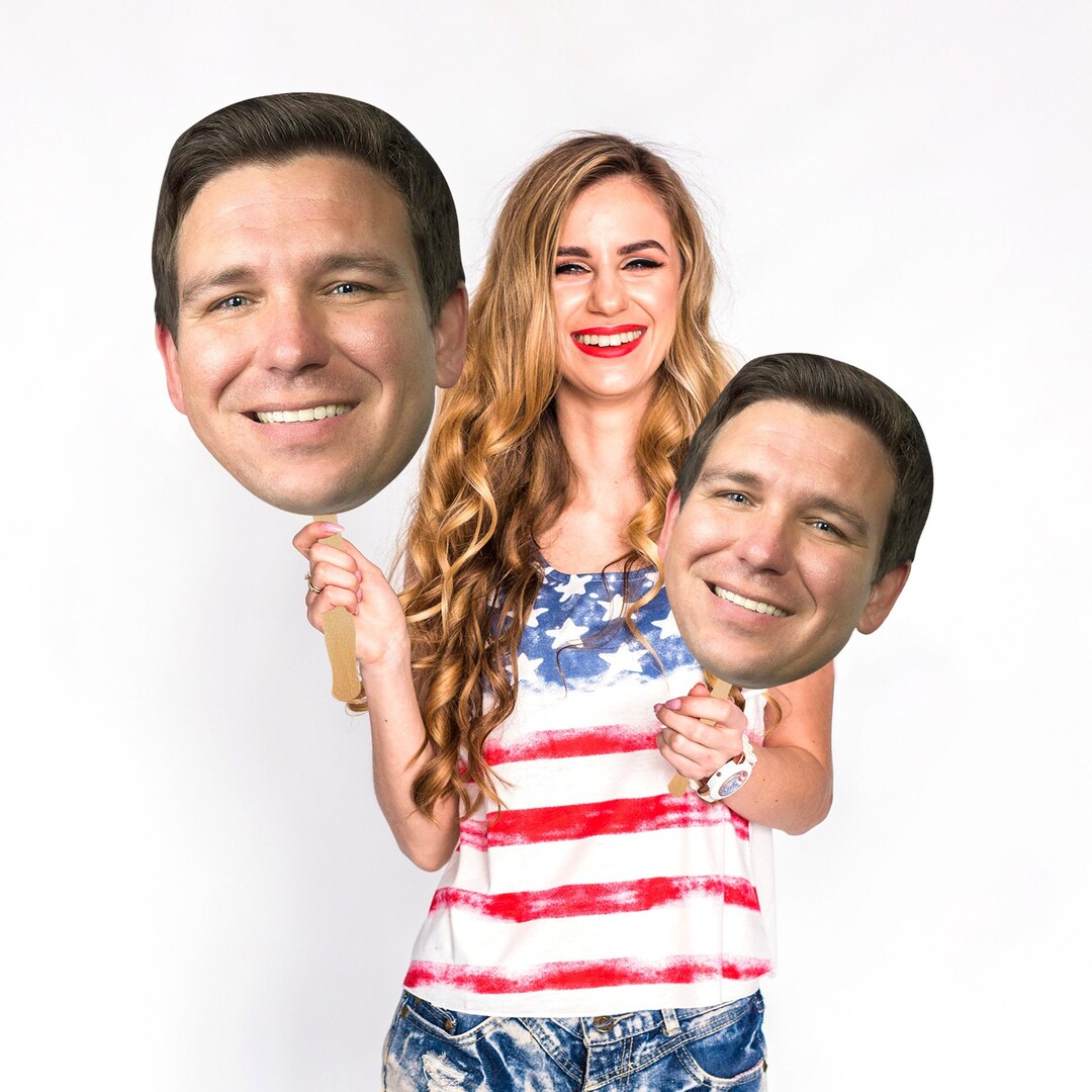 Ron Desantis Face Fans With Wooden Handle, Ron Desantis Big Head ...