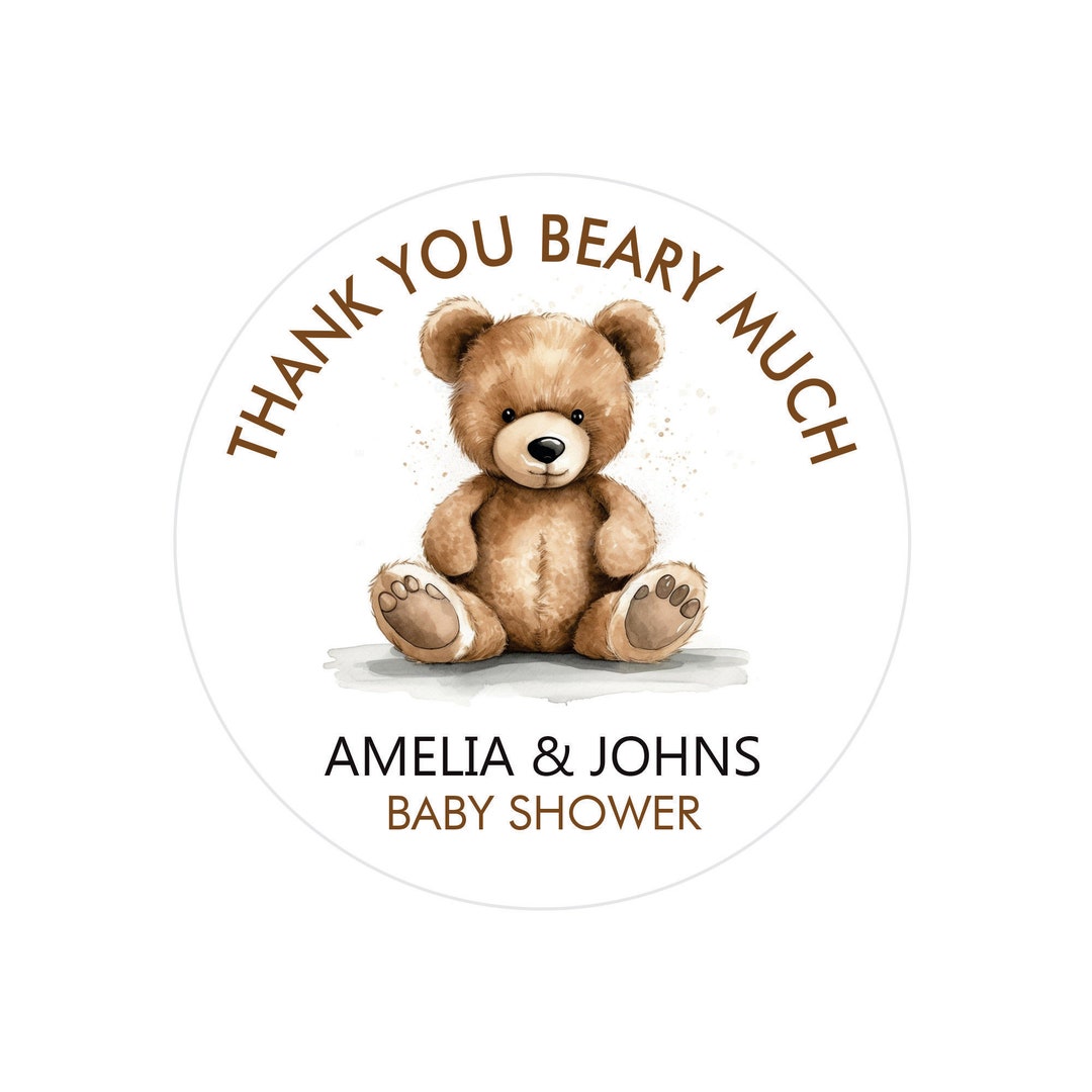Personalized Thank You Beary Much Stickers, Custom Teddy Bear Stickers ...