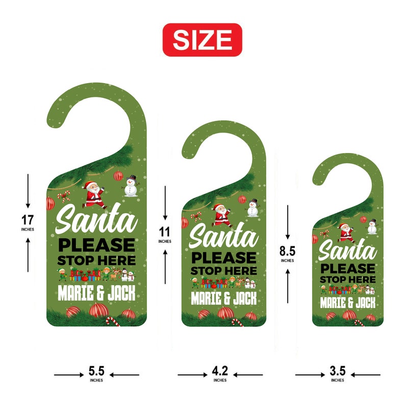 Santa Please Stop Here Personalized Door Hanger, Santa Doorknob Sign ...