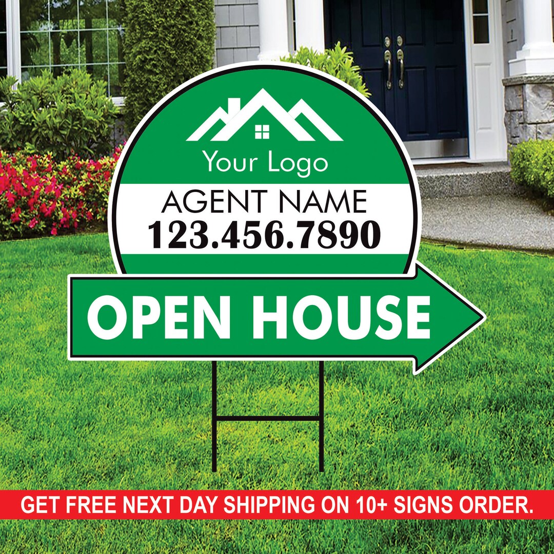Custom Open House Arrow Yard Sign 18" X 24", 2 Sided Add Your Text ...