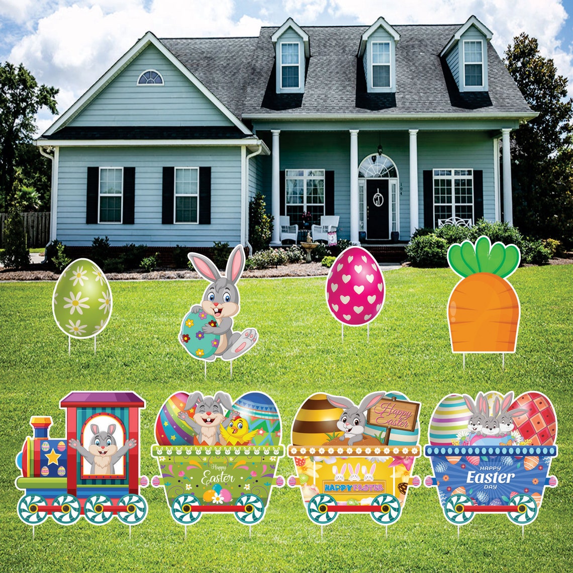 Easter Train Yard Sign Cutouts Easter Theme Decorations - Etsy