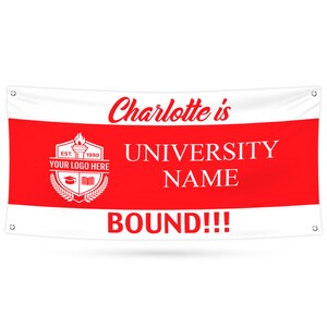 Personalized College Bound Banner Sign - 13 Oz College Logo Sign ...