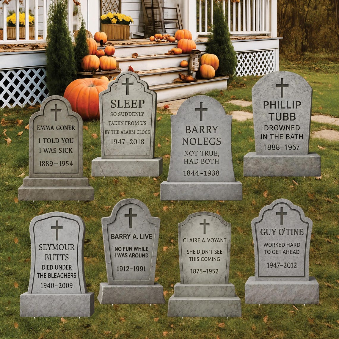 Vintage Halloween Tombstone Yard Signs With Stakes, Scary Graveyard ...