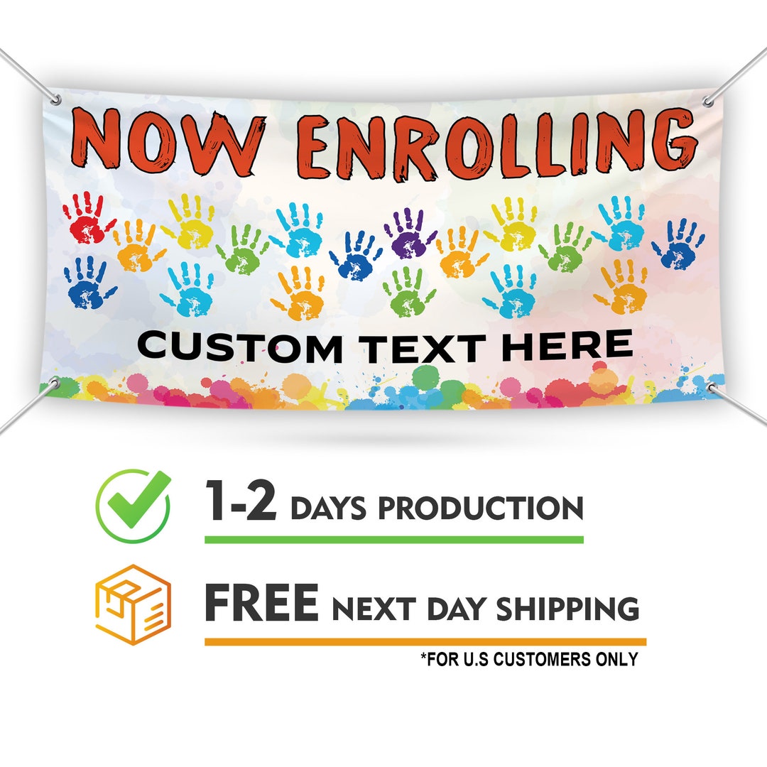 Custom Now Enrolling Banner Sign - 13 Oz Heavy Duty Waterproof Class ...