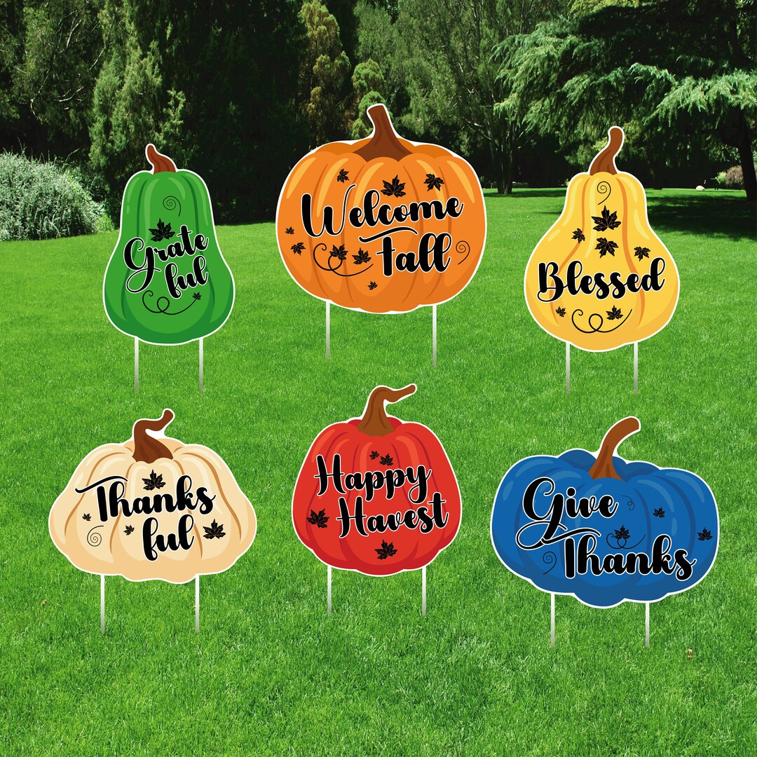 Thanksgiving Yard Sign Decorations Cutouts Pumpkin Fall - Etsy