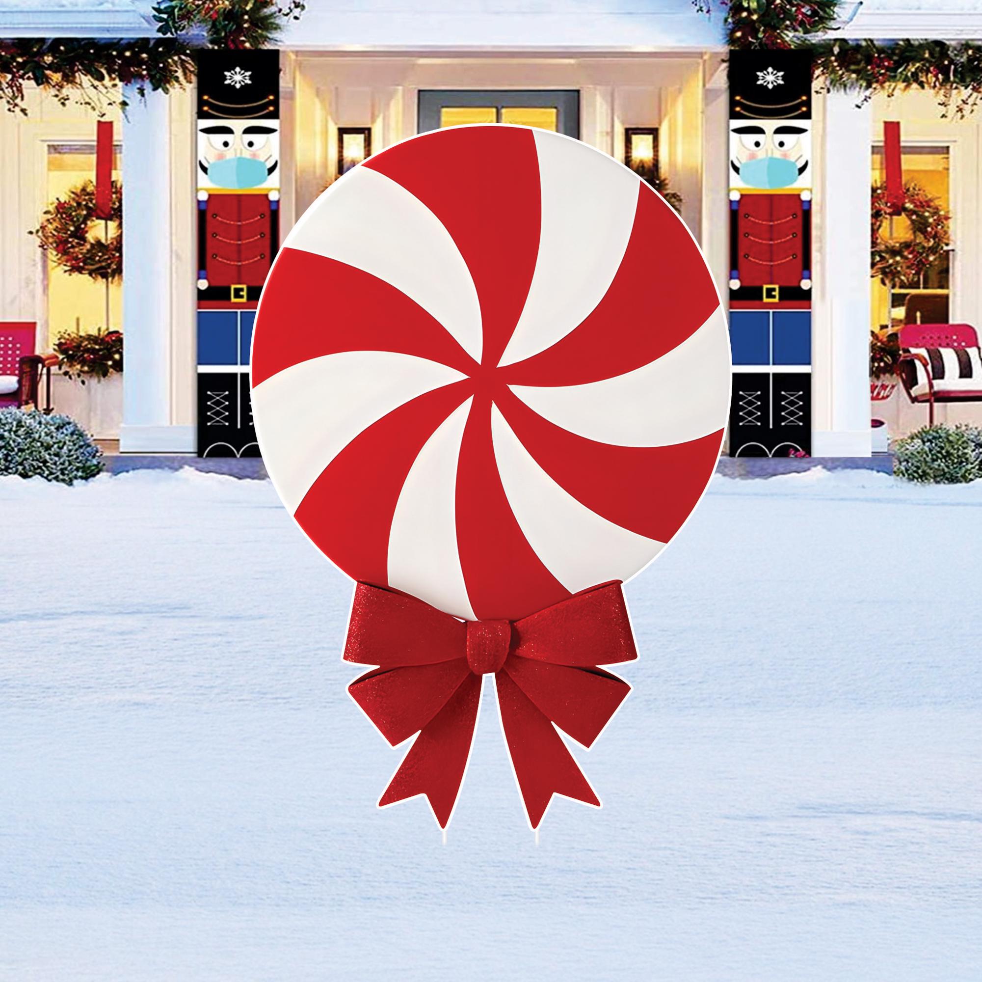 Christmas Peppermint Lollipop Yard Sign, Outdoor Holiday Lawn ...