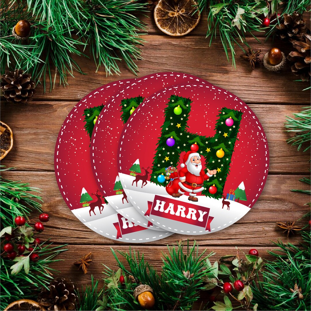 Personalized Christmas Stickers, Custom Xmas Tree Initial Stickers ...