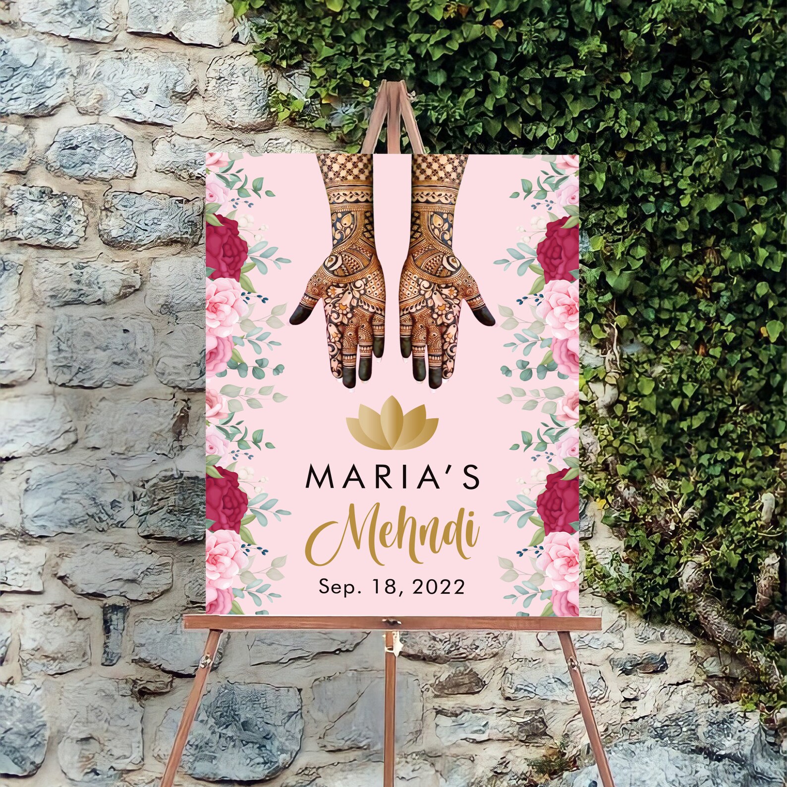 Custom Mehndi Foam Board Poster Sign, Mehndi Decor Custom Printing ...
