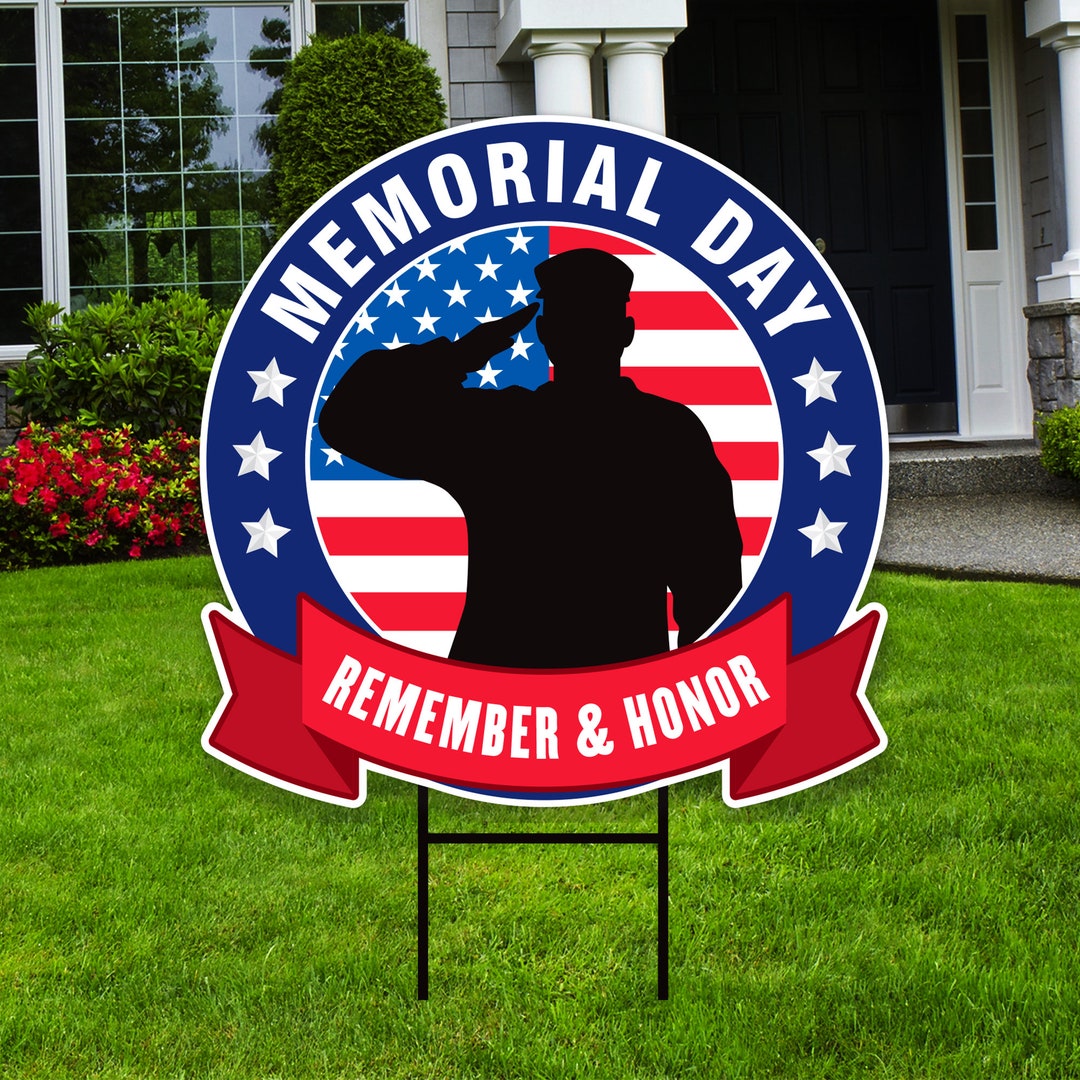 Memorial Day Yard Sign Outdoor Decor, Remember and Honor Our Heroes ...