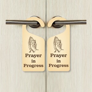 Prayer in Progress Religious Cross Door Hanger, Doorknob Sign, PVC Door ...