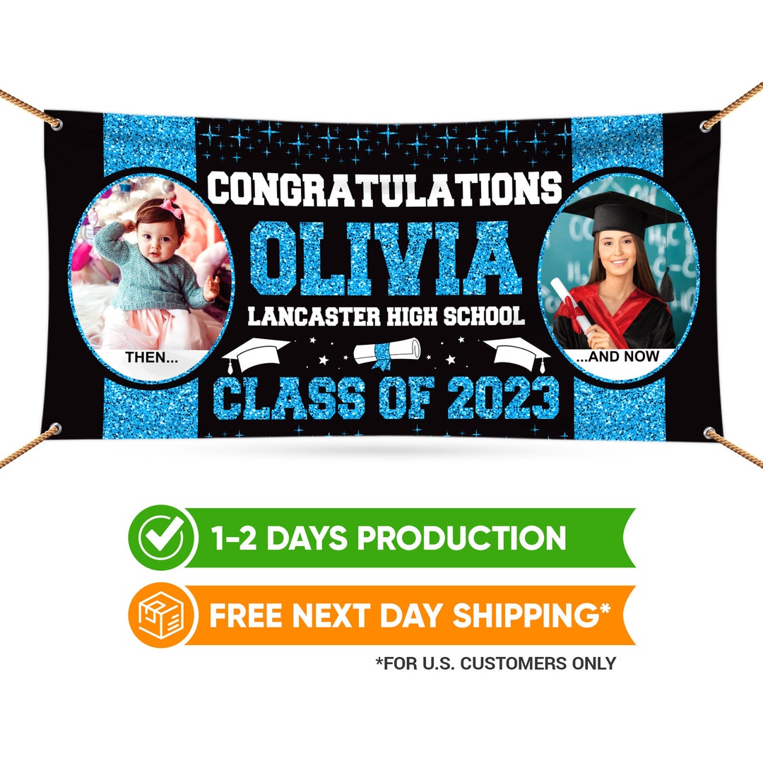 Graduation 2023 Personalized Banner Sign With Photo 13 Oz Heavy Duty ...