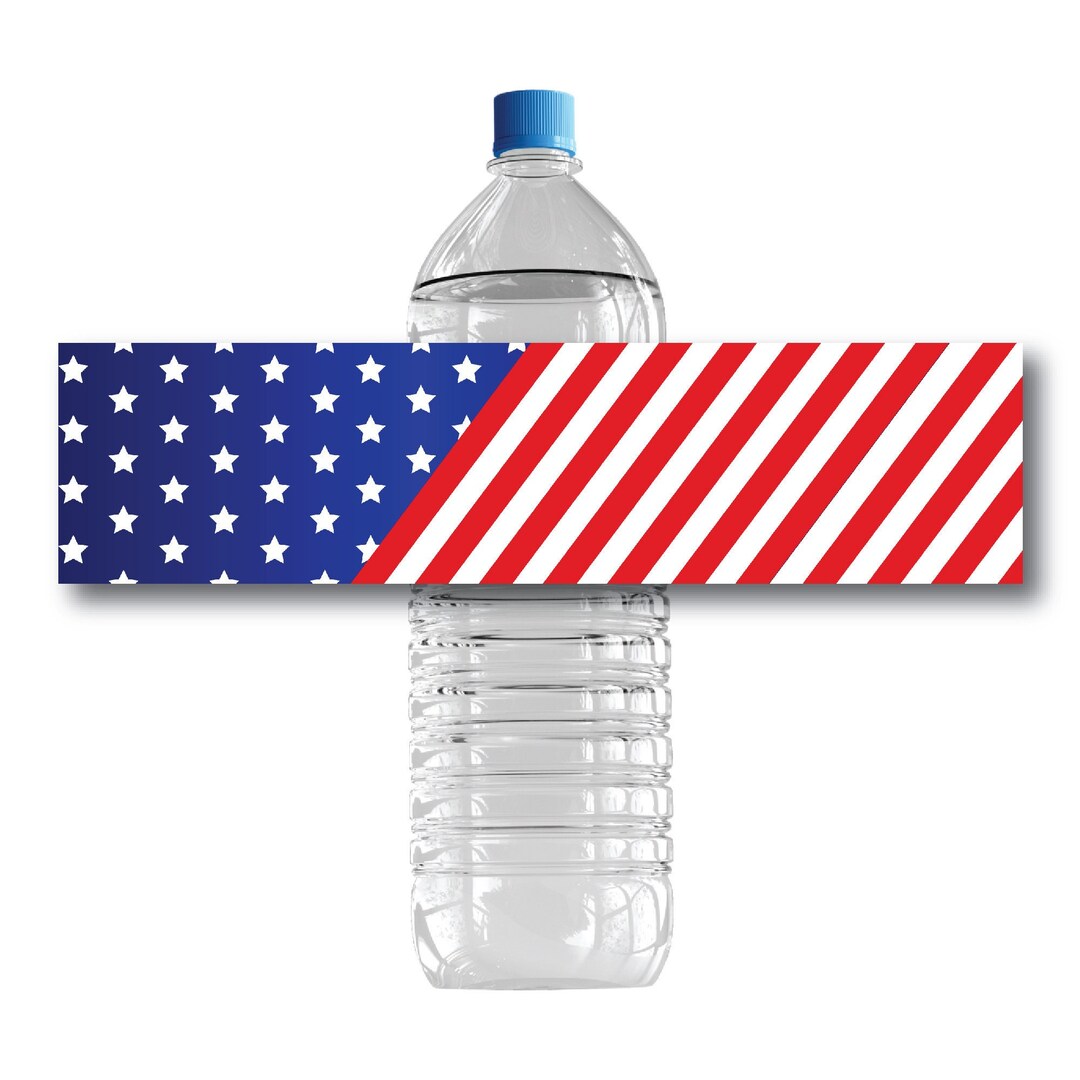 25 Pcs USA Flag Water Bottle Labels, American Flag Water Bottle Wraps ...