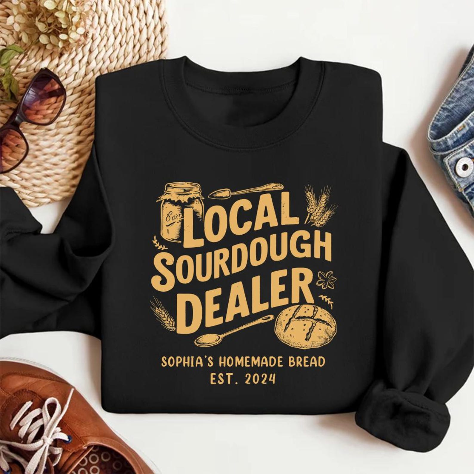 Personalized Sourdough Bread Shirt, Custom Sourdough Dealer Sweatshirt ...