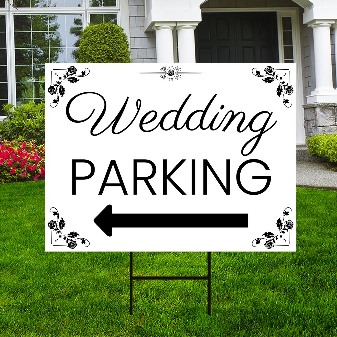 Wedding Parking Arrow Yard Sign - Coroplast Bridal Shower Arrow ...