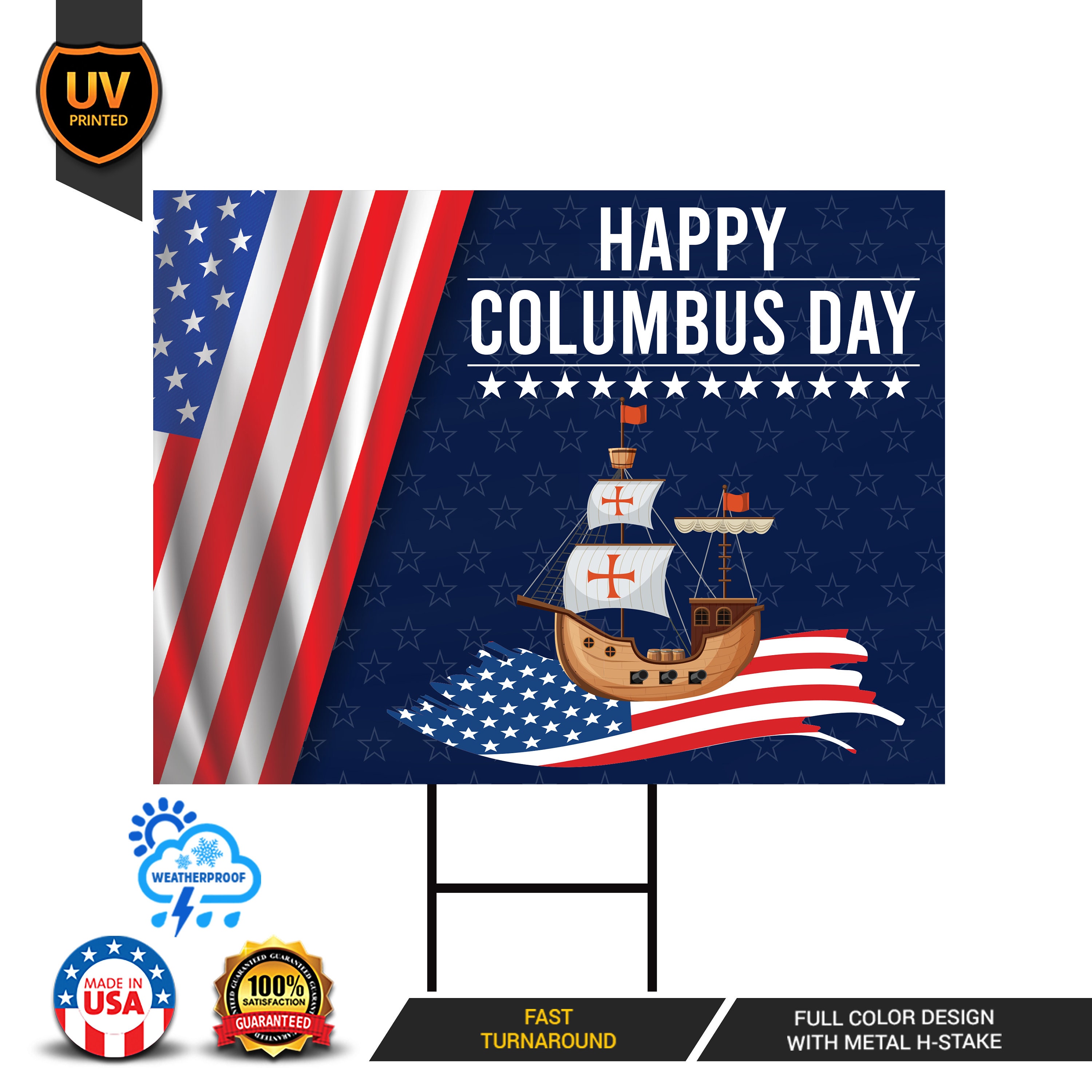 Columbus Day Yard Sign Decoration Coroplast Columbus Day Home ...