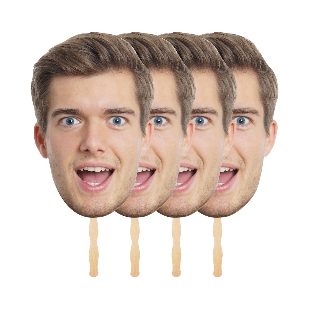 Custom Big Large Face Fans With Wooden Handle, Wedding Heads ...