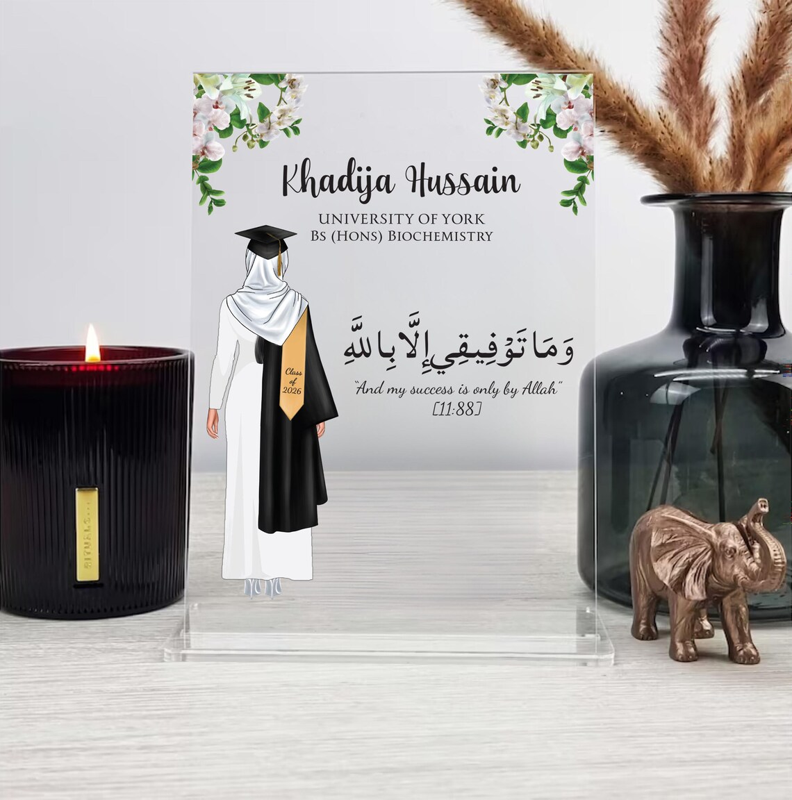 Personalized Muslim Graduation Acrylic Plaque, Class of 2026, Custom ...