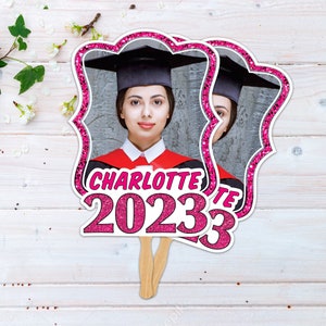 Custom Face Fans With Wooden Handle Graduation Head Grad - Etsy