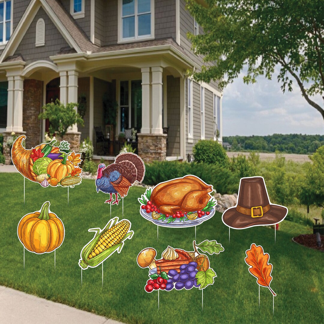 Thanksgiving Outdoor Yard Sign Cutouts, Autumn Harvest Turkey Lawn Sign ...