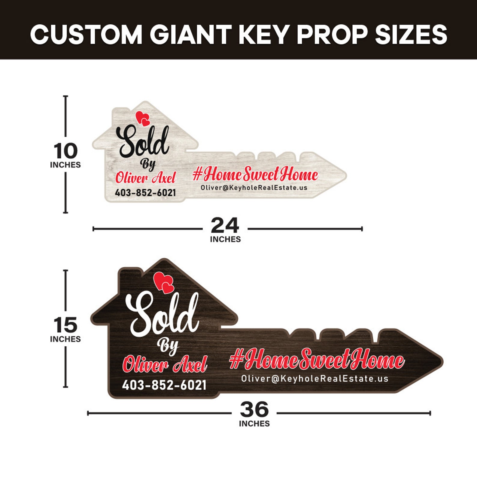 Personalized Real Estate Marketing Key Cutout Sign, Customized Realtor ...
