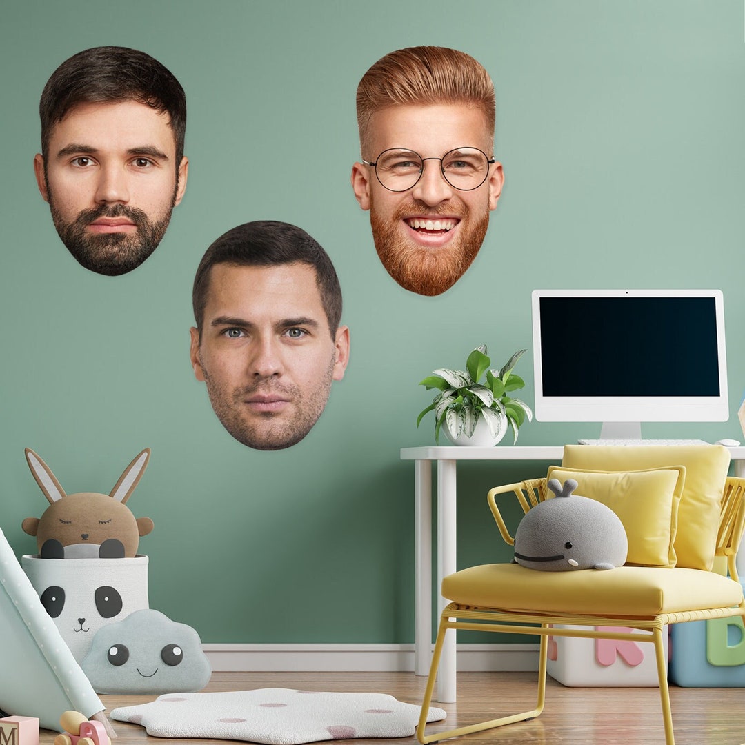 Custom Face Wall Decal, Wedding Heads Vinyl Decal, Bachelorette Groom ...