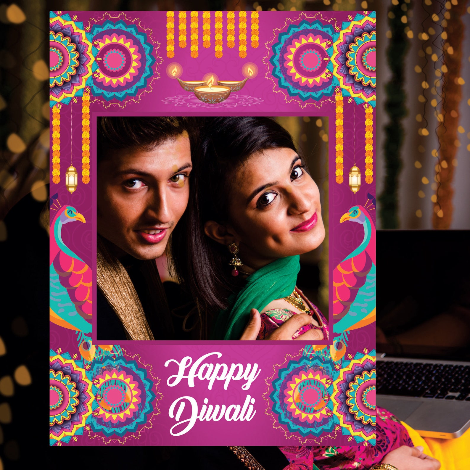 Personalized Happy Diwali Selfie Frame, Indian Festival Party Selfie ...