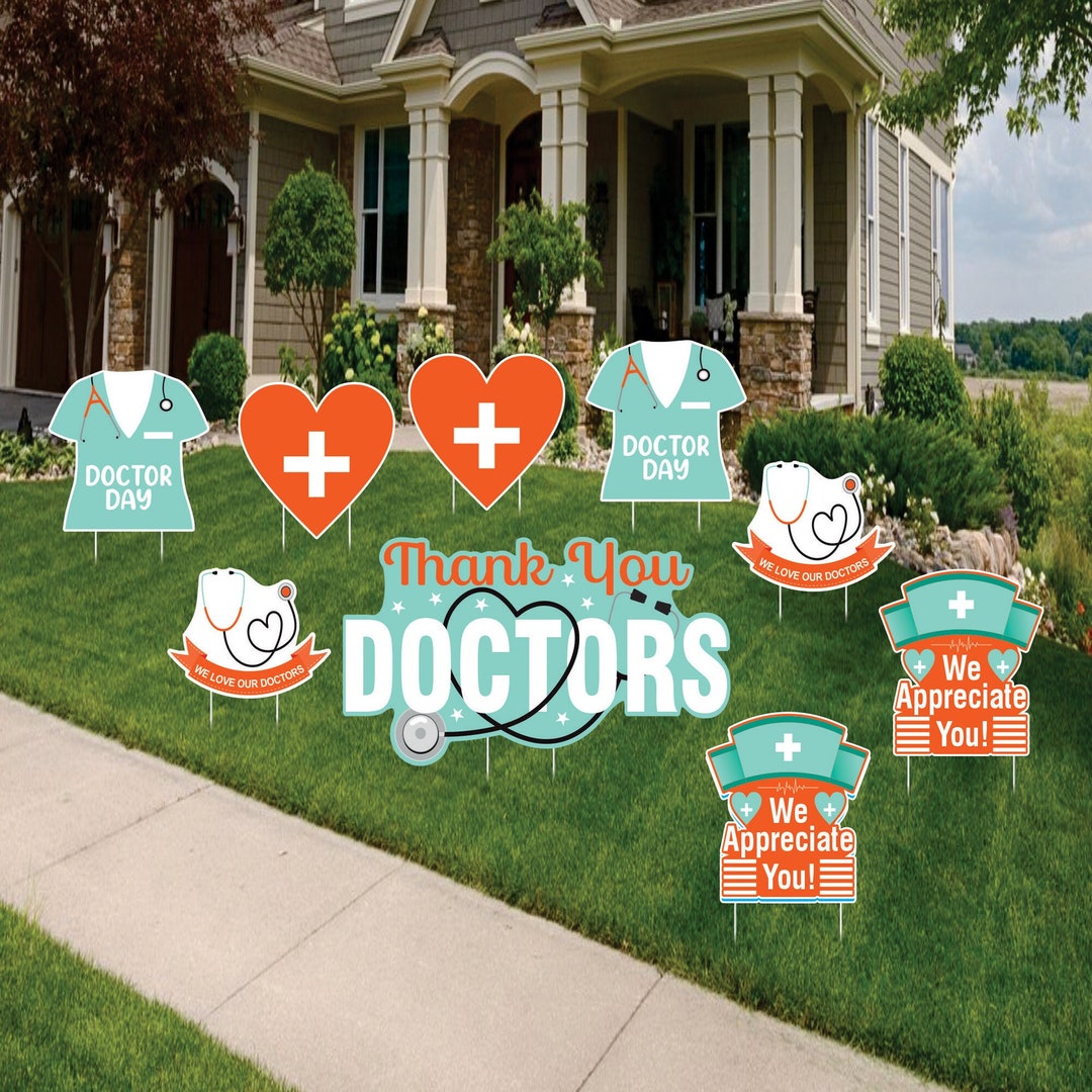 Thank You Doctors Yard Sign Cutouts, Doctor Appreciation Week Outdoor ...