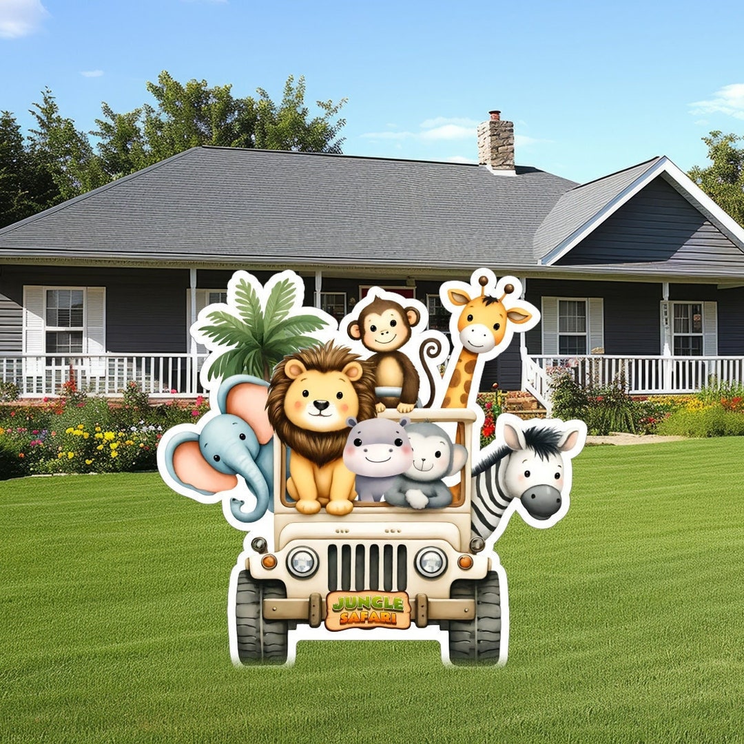 Baby Safari Party Decorations, Safari Animals Cutout, Yard Signs, Party ...