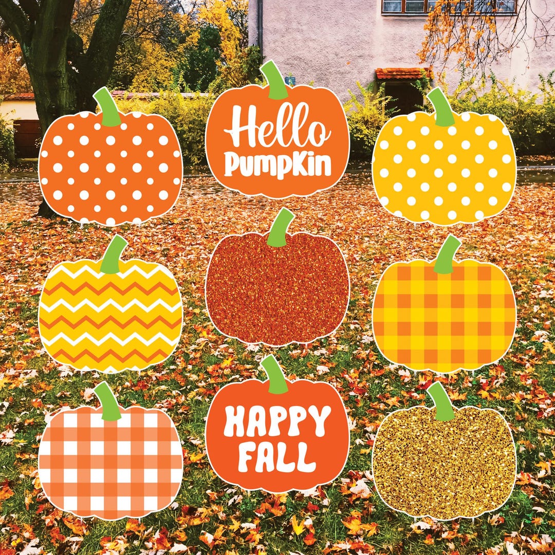 Fall Pumpkin Yard Signs, Autumn Harvest Lawn Decorations With Stakes ...