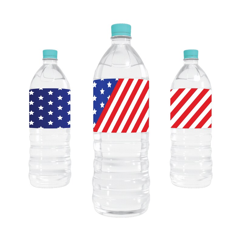 25 Pcs USA Flag Water Bottle Labels, American Flag Water Bottle Wraps ...