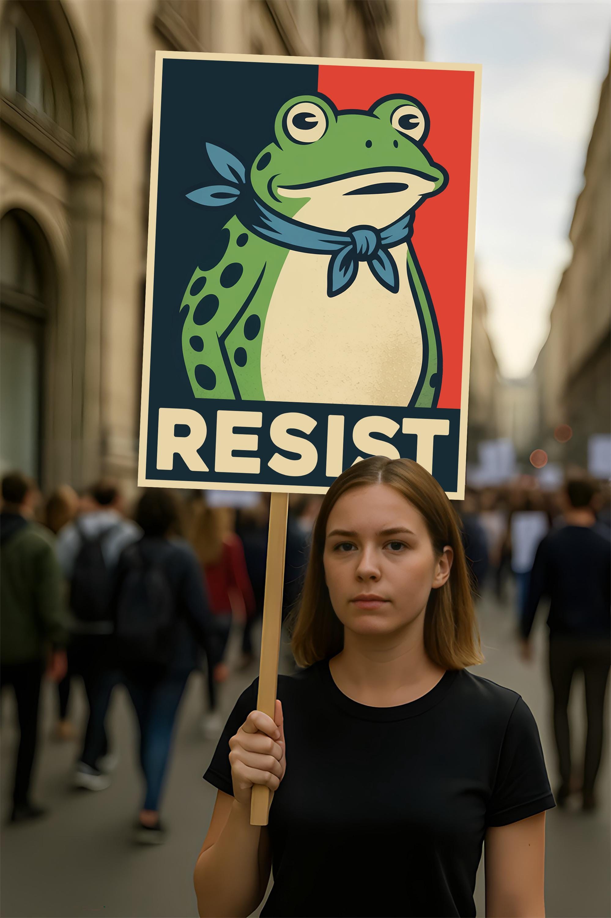 Portland Frog Anti-ice Protest Sign, Anti-trump, No Kings in America ...