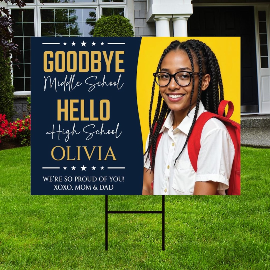Personalized Middle School Graduation Yard Sign With Photo, Class of ...