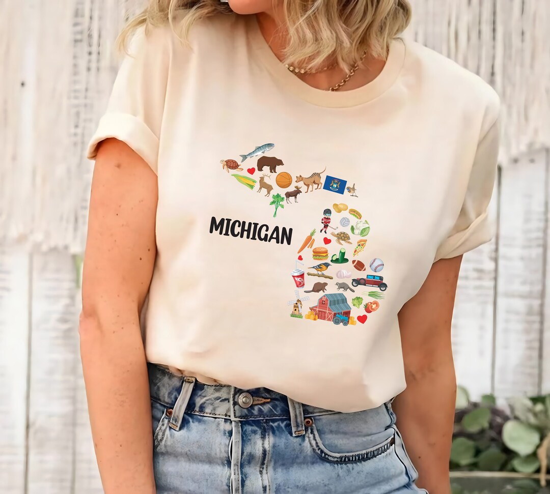 Michigan Map Shirt, Michigan Home Shirt, Michigan State Shirt, Trendy ...