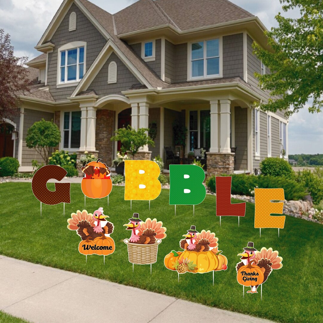 Gobble Thanksgiving Yard Sign Cutouts Thanksgiving Yard Décor for ...