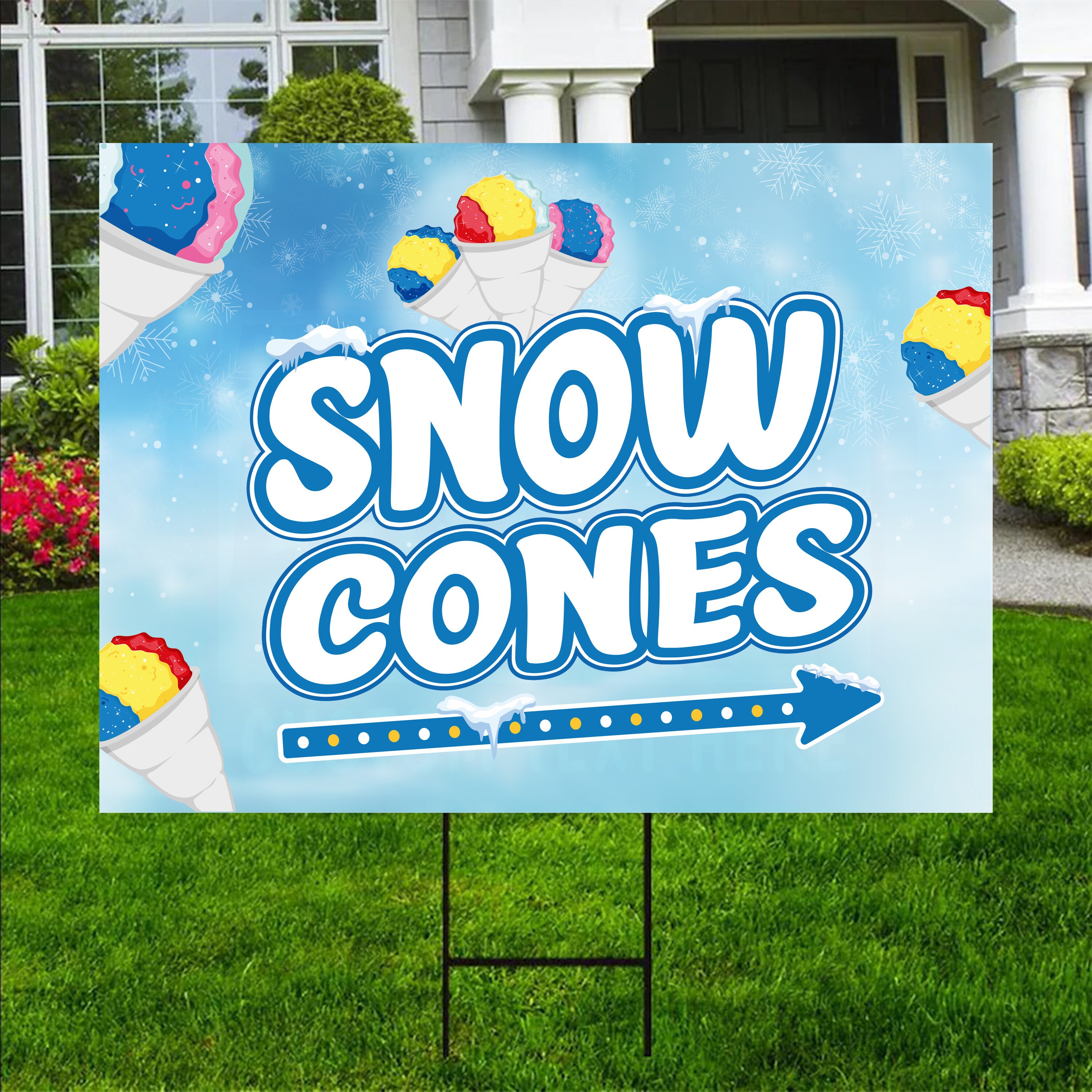 Snow Cones Arrow Yard Sign Coroplast Snow Cones Arrow - Etsy