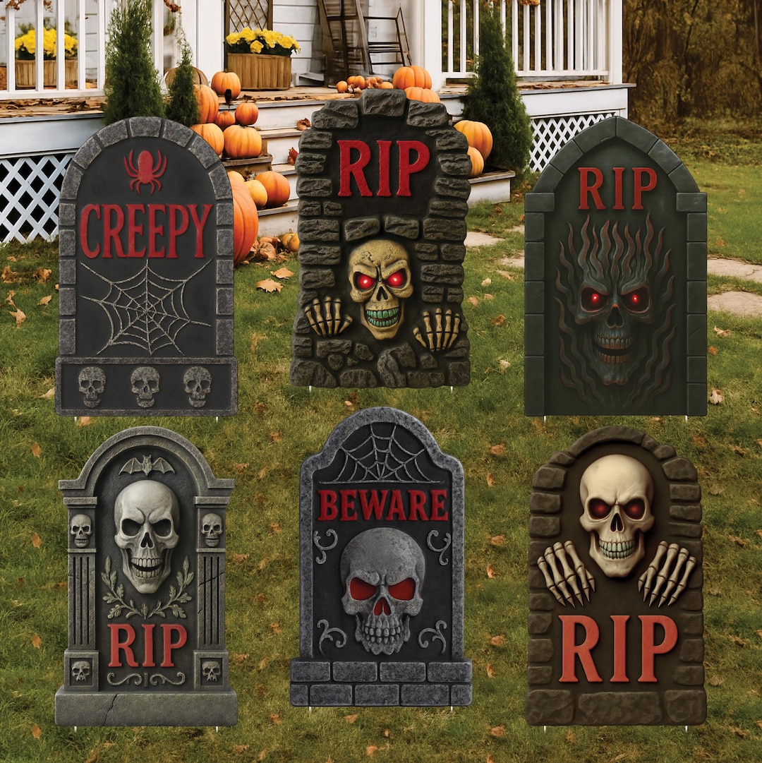 Halloween Tombstone Yard Signs, Scary Graveyard Outdoor Decorations ...