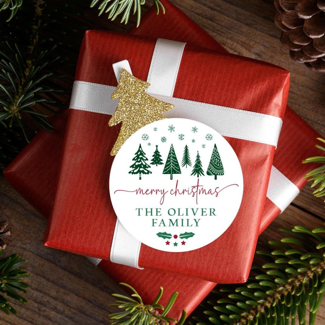 Custom Christmas Stickers, Personalized Holiday Gift Tags, Festive ...