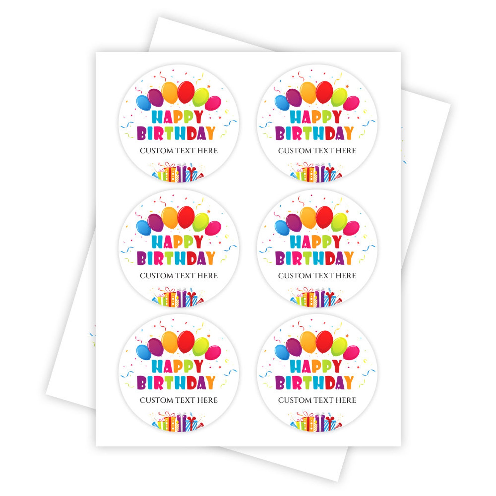 Personalized Happy Birthday Labels, Custom Birthday Stickers, Colorful ...