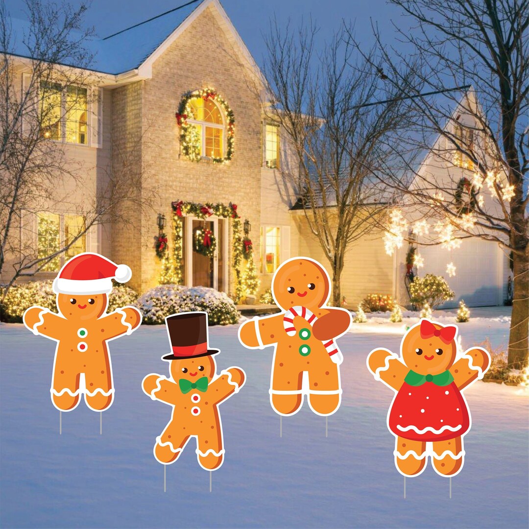 Gingerbread Christmas Yard Sign Cutouts, Christmas Gingerbread Theme ...