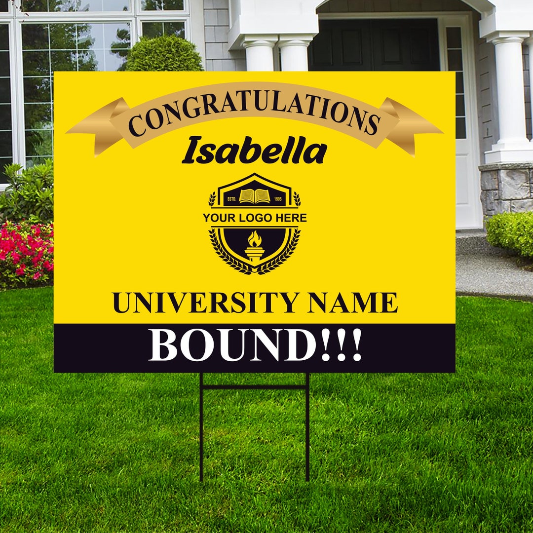 Personalized College Bound Yard Sign, College Logo Sign, Custom ...