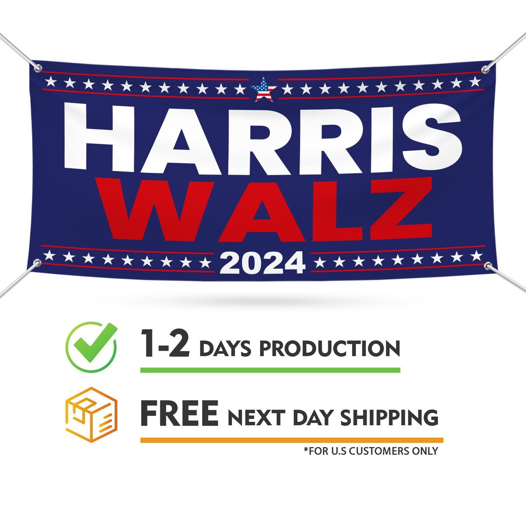 Harris Walz 2024 Banner Sign, 13 Oz Kamala Harris for President 2024 ...