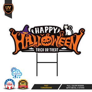 Halloween Yard Sign Decorations Outdoor Die Cut, Spooky Jack O Lantern ...